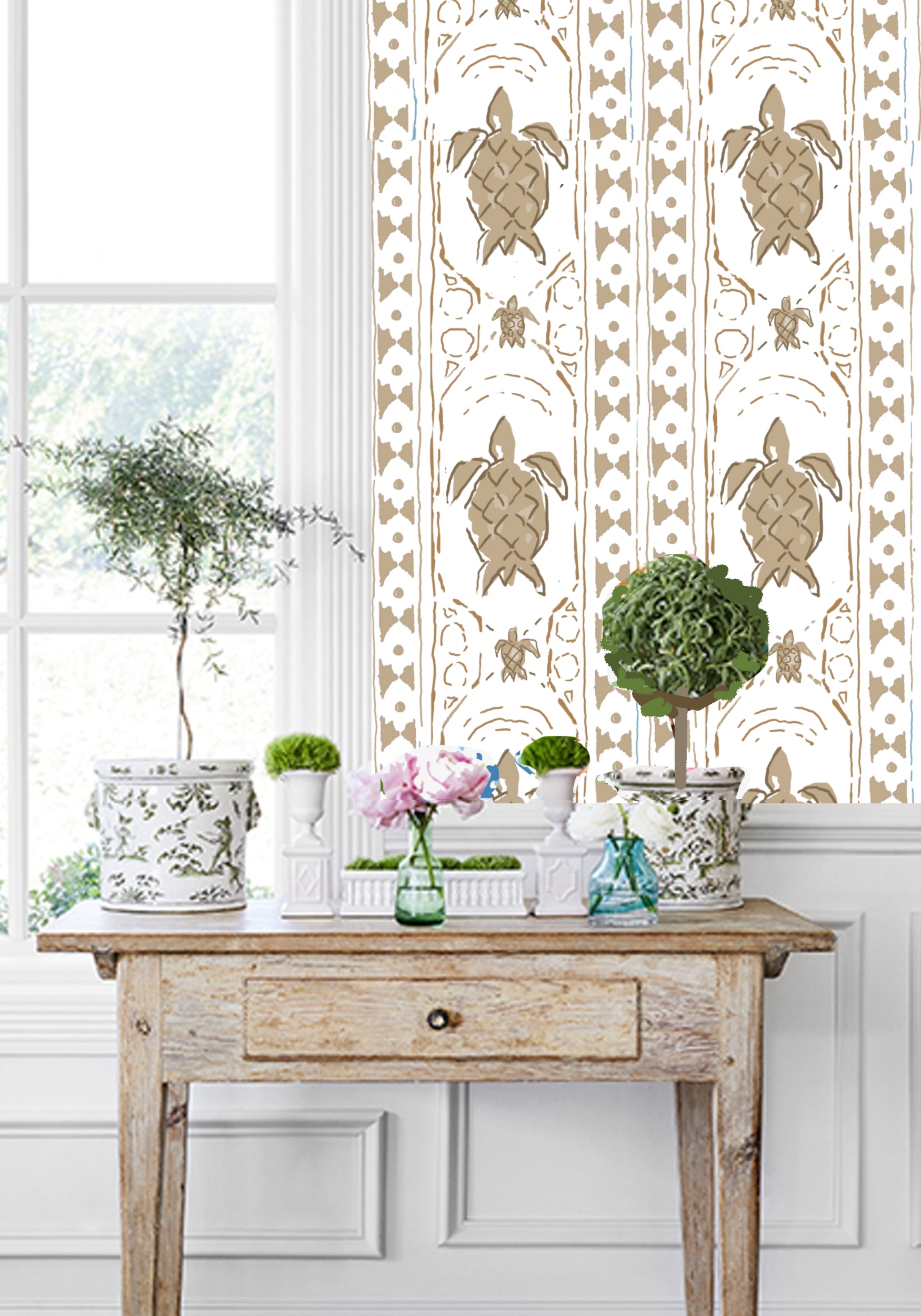 Turtle Daze Wallcovering in Sand - Dana Gibson